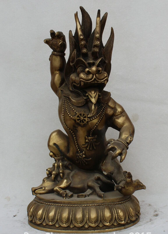 12'' Chinese Mythology Brass Dragon King God of Rain Long Wang Wild ...