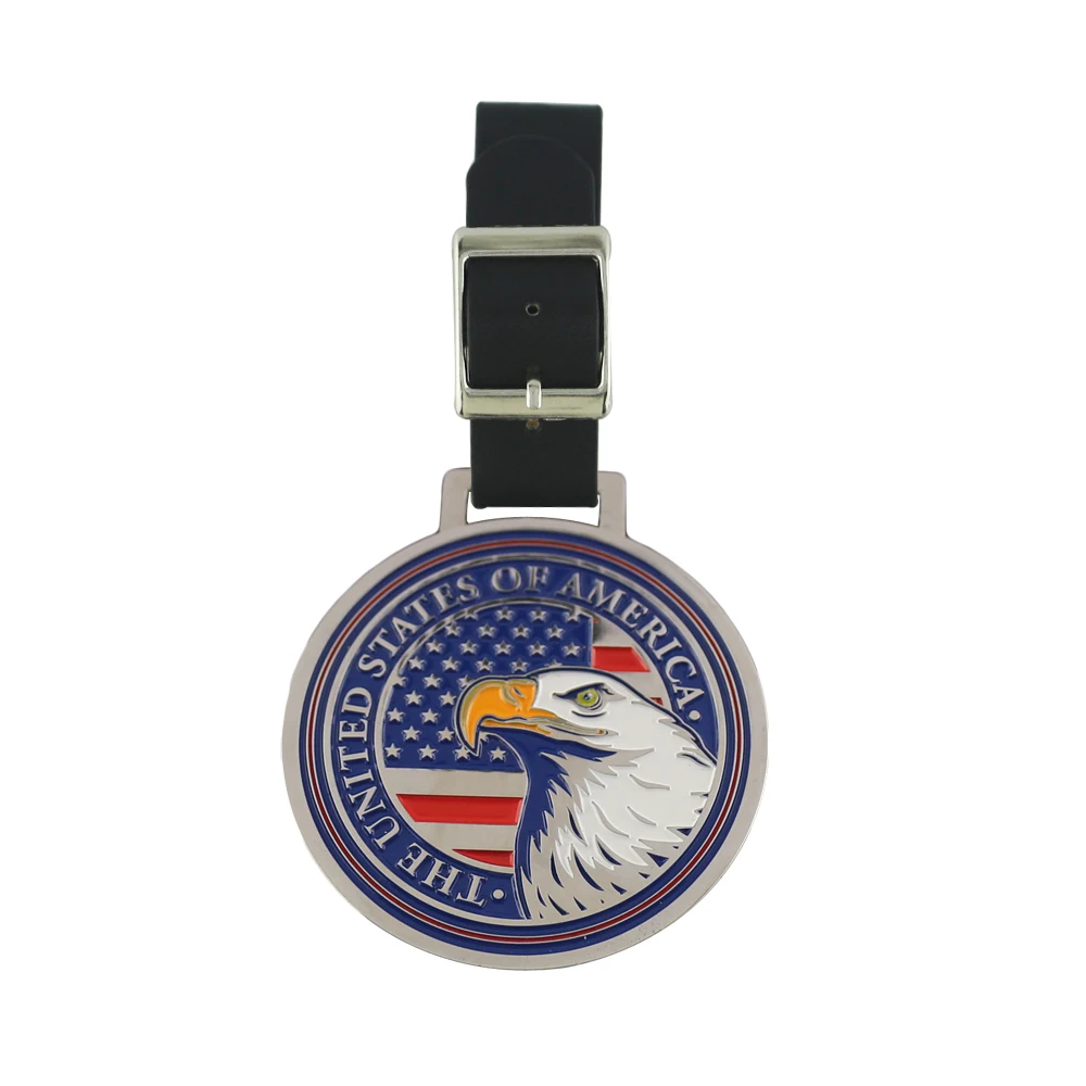 USA Flag Eagle Unique Metal Golf Bag Tag + Free Eagle Ball Marker with ...