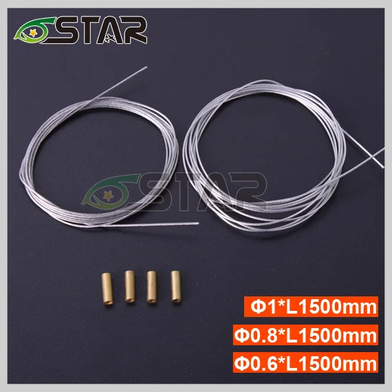 Free shipping 0.6~1mm rudder pull-pull leadout wire +crimping sleeves ...