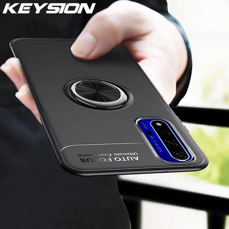 KEYSION Ring Holder Phone Case For Huawei Honor 20 Pro 10i Magnetic Car ...