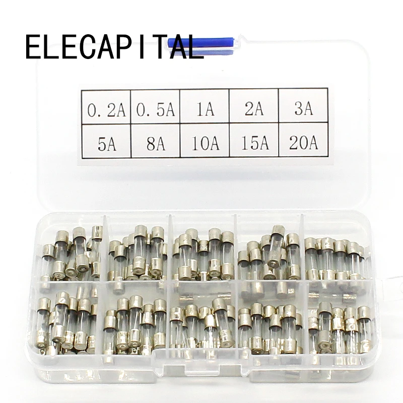 Promotion! 100Pcs Set 5x20mm Quick Blow Glass Tube Fuse Assorted Kits,Fast blow Glass Fuses|tube ...