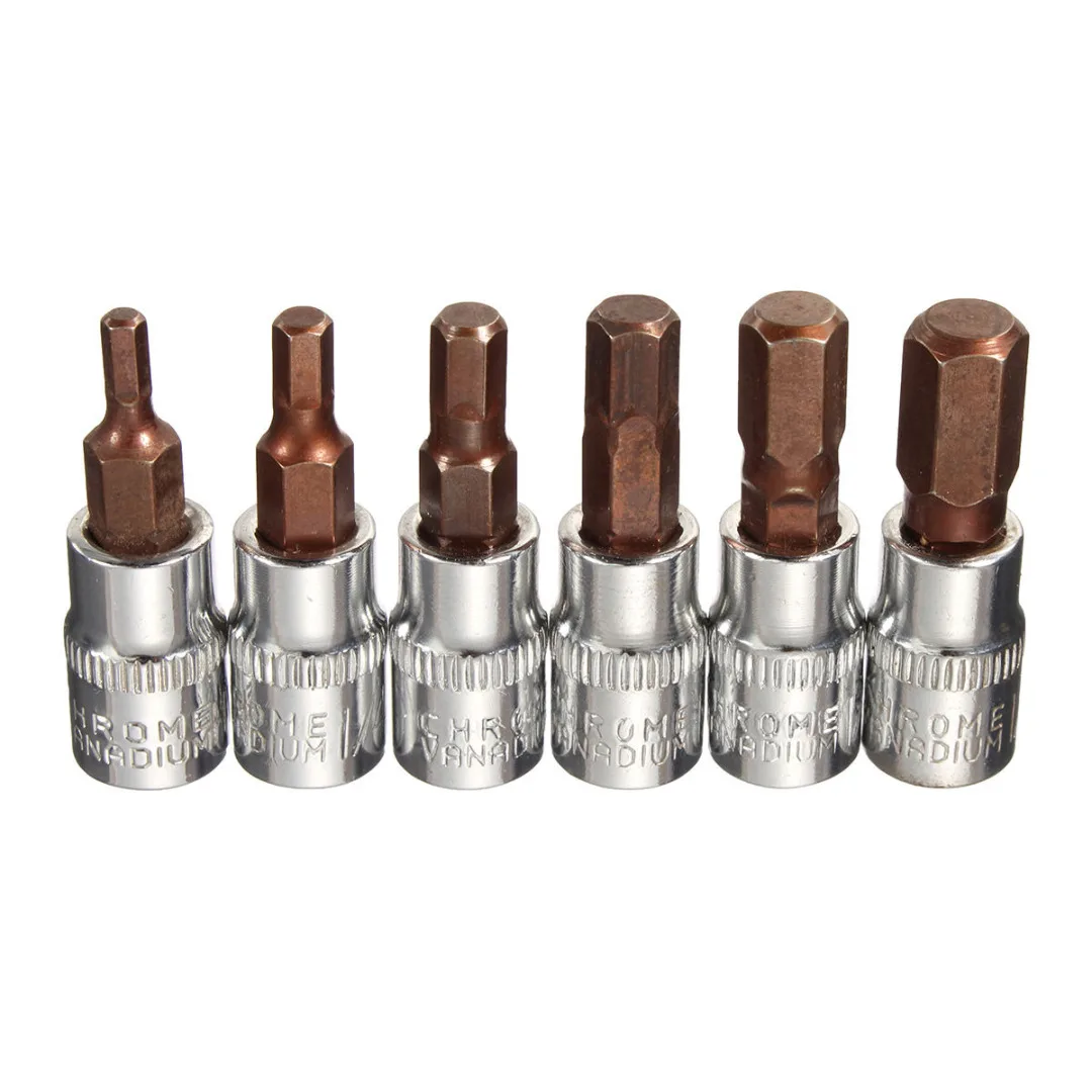DWZ New 6pcs Aluminium Alloy Metric 1 4 Drive Hex Bit Socket Set For