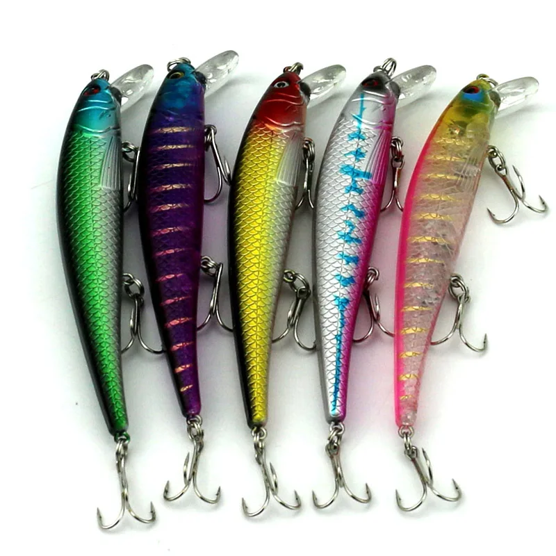 HENGJIA 5PCS hard plastic Minnow Fishing Lures wobble pike bass fishing Baits pesca fishing ...
