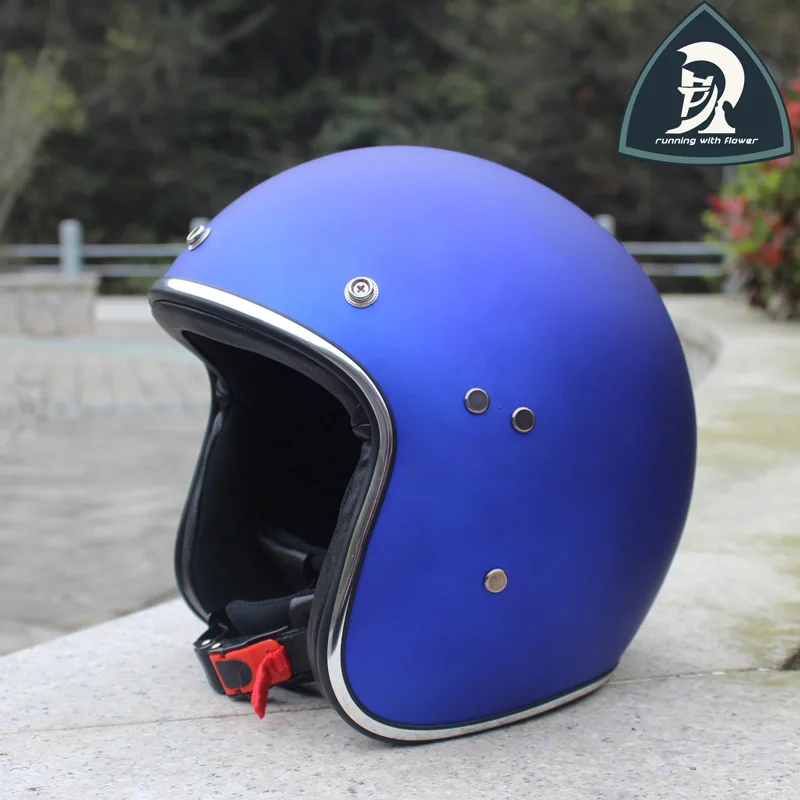 2016 New Motorcycle Blue Vintage Open Face Scooter Helmet For Adults 3/ ...