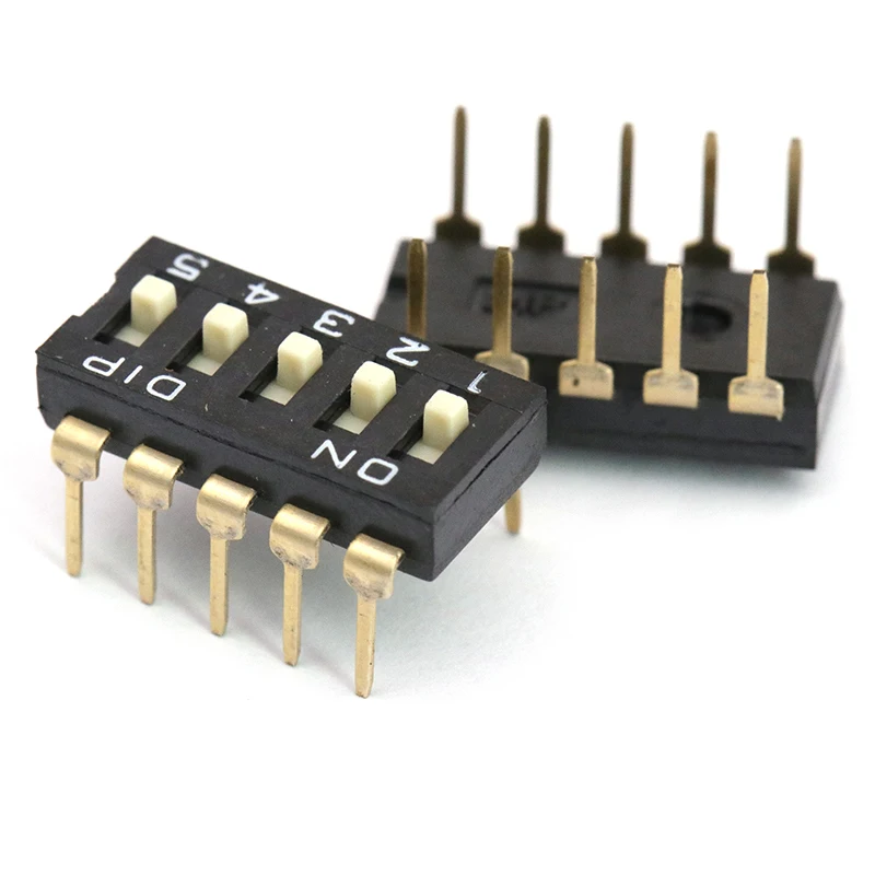 2 unids/lote Pitch 2,54 MM 5 / 5P DIP interruptor pin recto negro cinco ...