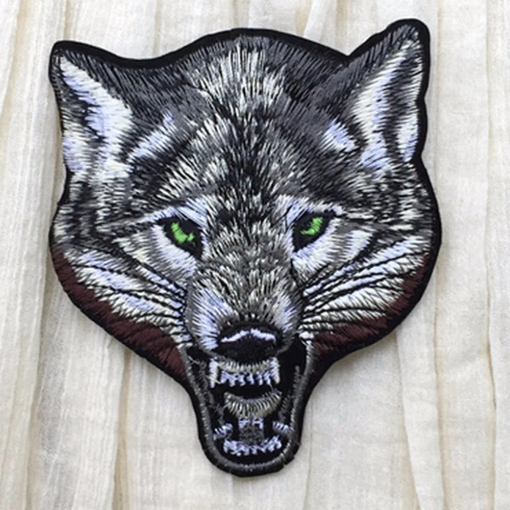 Parche bordado de cabeza de lobo Animal, parches para planchar para ...