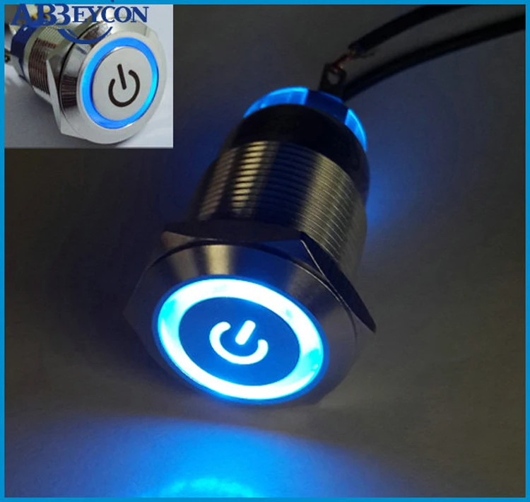 16mm Flat Round Head Momentary Button Ring Lamp Power Logo Led ...
