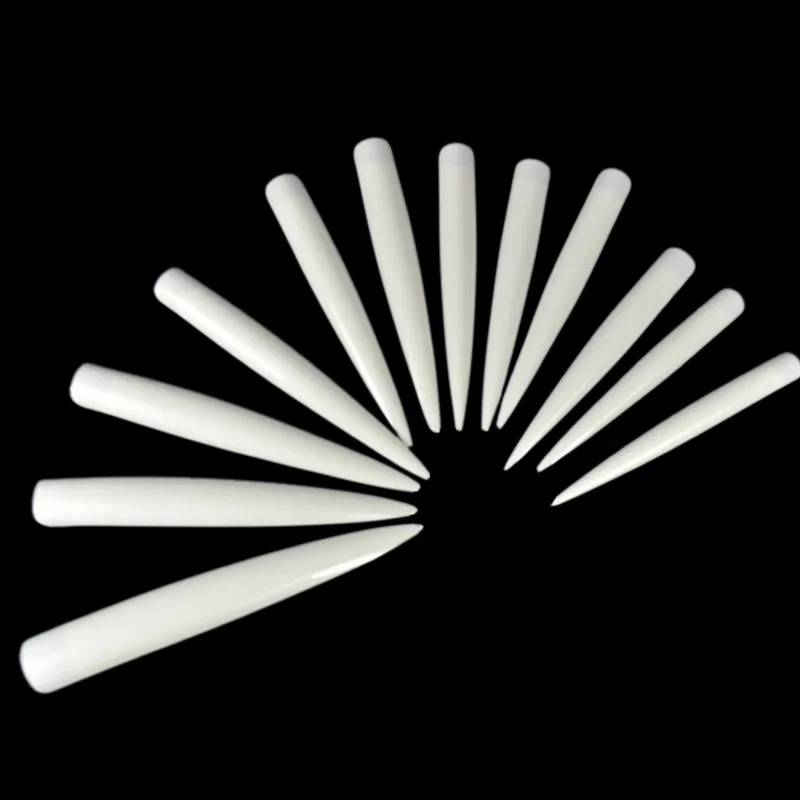 120Pcs/bag Salon Nails White Sharp End Stiletto Acrylic False Fake ...
