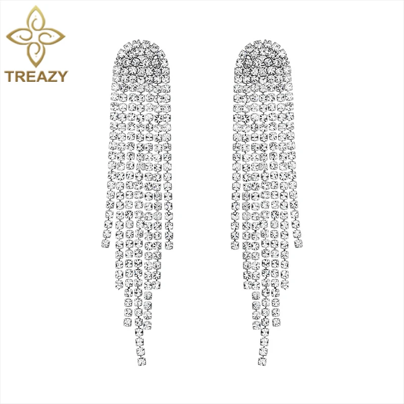 Long Crystal Drop Dangle Earrings Fashion Jewelry New Rhinestone
