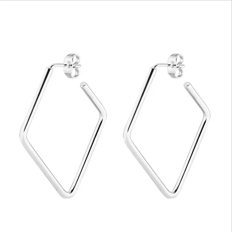 Stainless Steel Rhombus Shape Earrings Height 40mm Vacuum Plating No ...