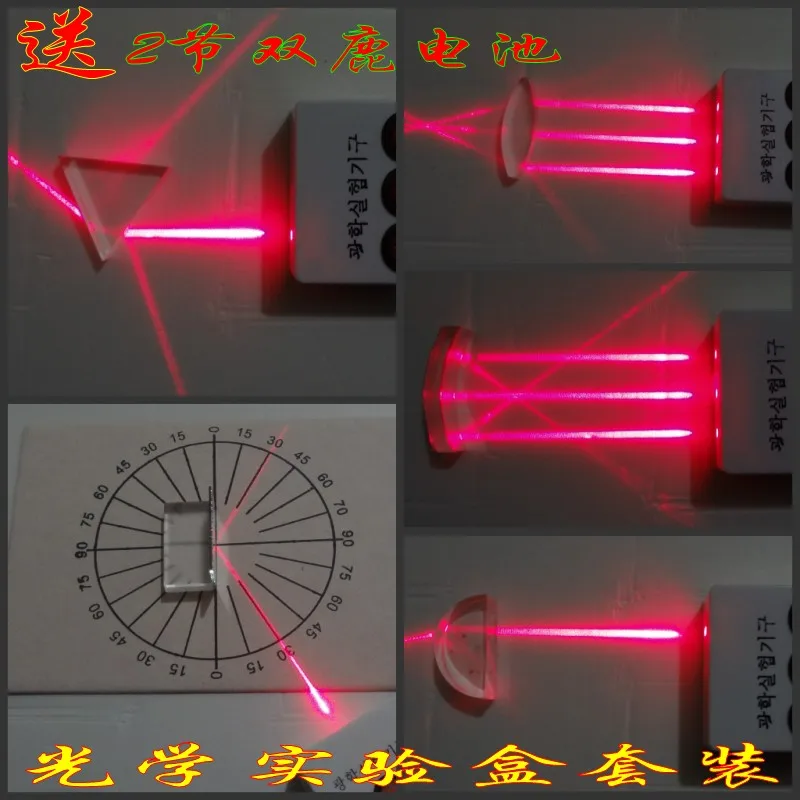 Physical Science Optical Experiments KIT Triangular Prism Convex Lens ...