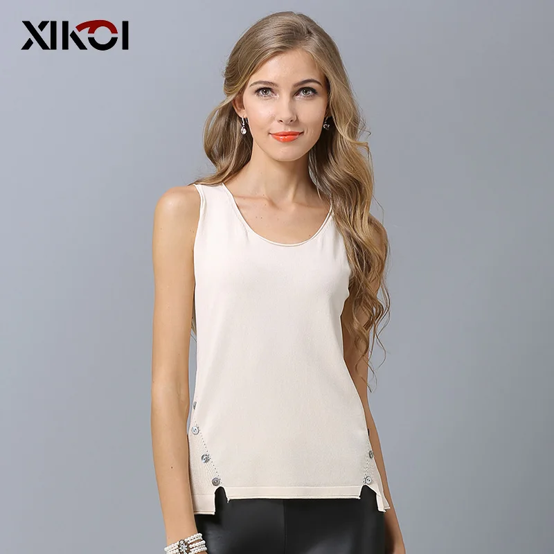 XIKOI Sexy Translucent Women Vest Tank Tops Button Low O collar Simple ...