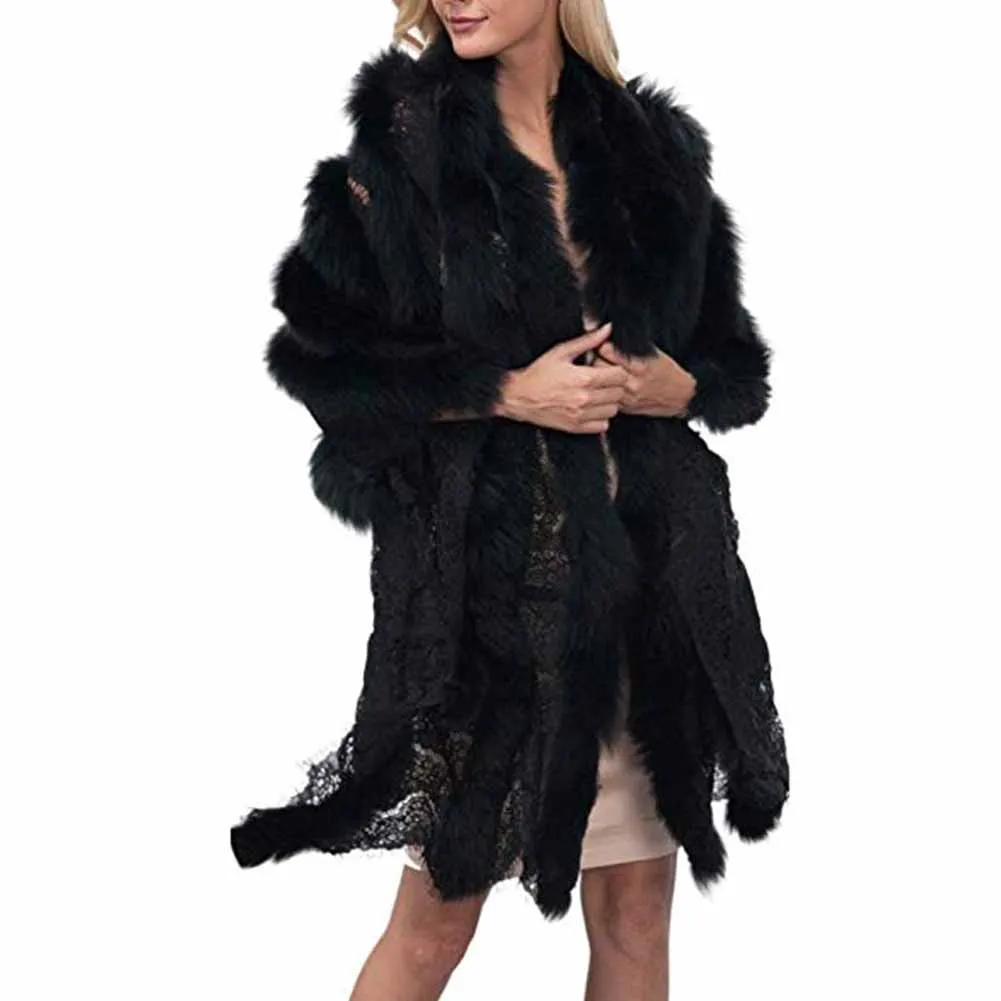 Lace Splice Fur Scarf Sexy Ladies Imitation Mink Fur Fox Fur Collar ...