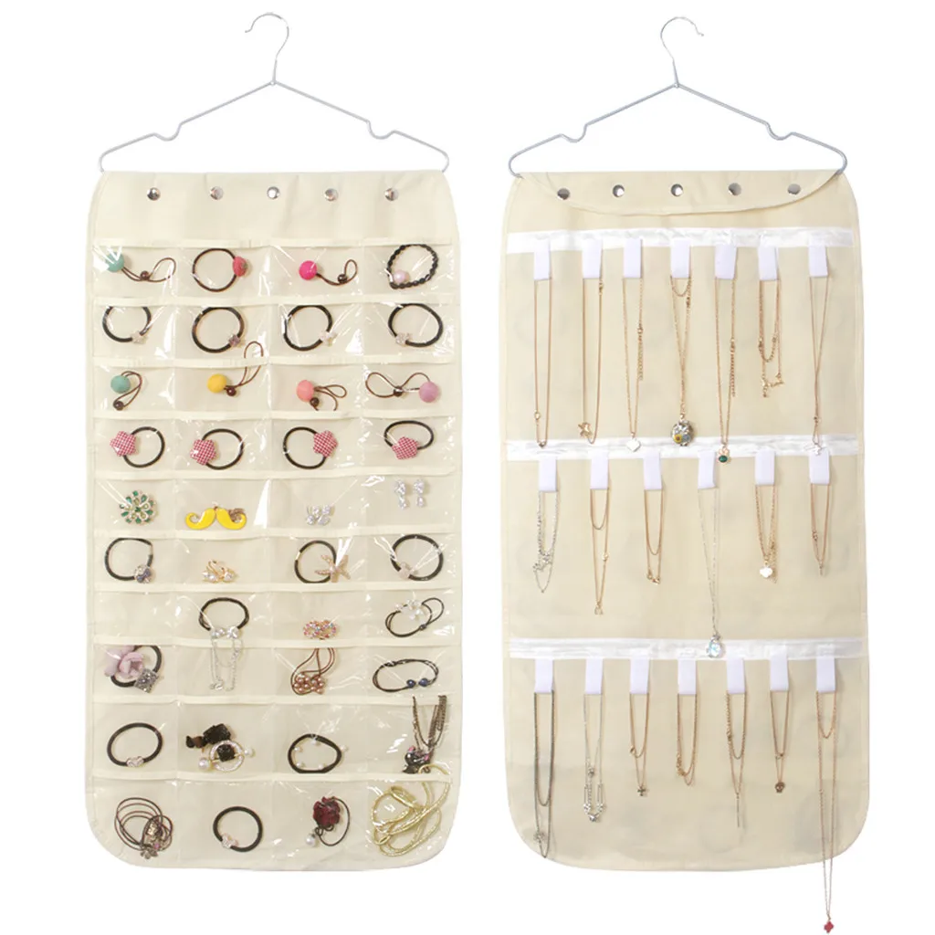 Jewelry Storage Bag Double Sided Pockets Jewelry Hanging Display Bag ...
