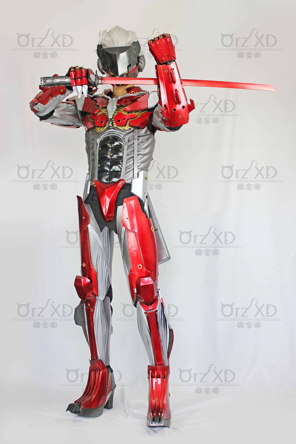 Metal Gear Red Raiden Cosplay Full Set With Weapon Mask Shoes Armor ...