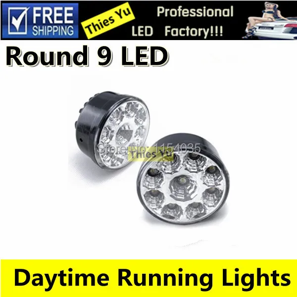 General 9LED Round Daytime Driving Running Driving Light 9 LED DRL Car ...