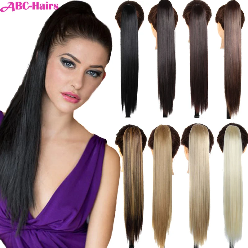 150g 24"Fake Hair Ponytail postiche queue de cheval Long Straight hair ...