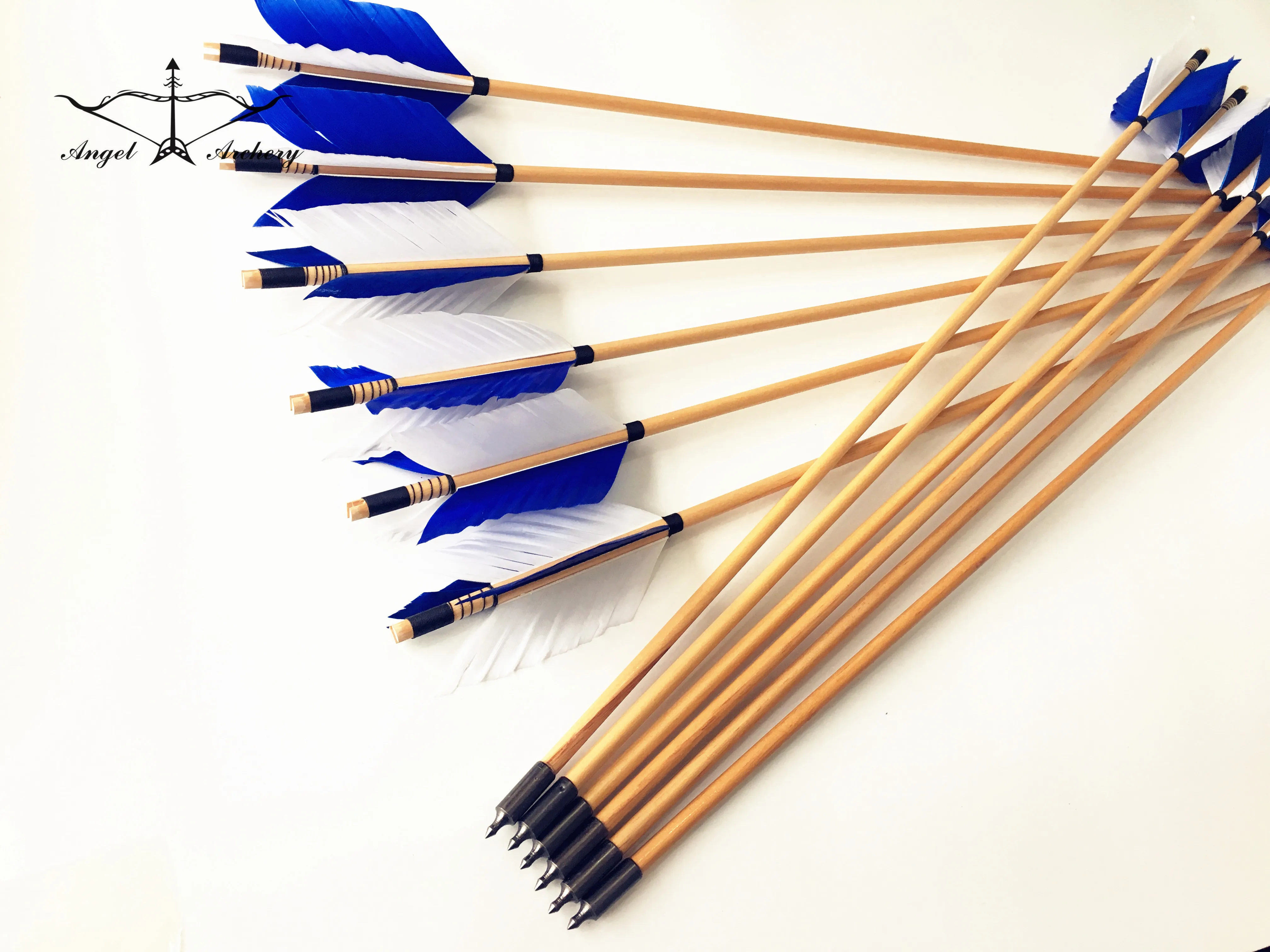 12x-Handmade-Wooden-Arrows-Flu-Flu-feathers-Longbow-Recurve-Bow-Hunting ...
