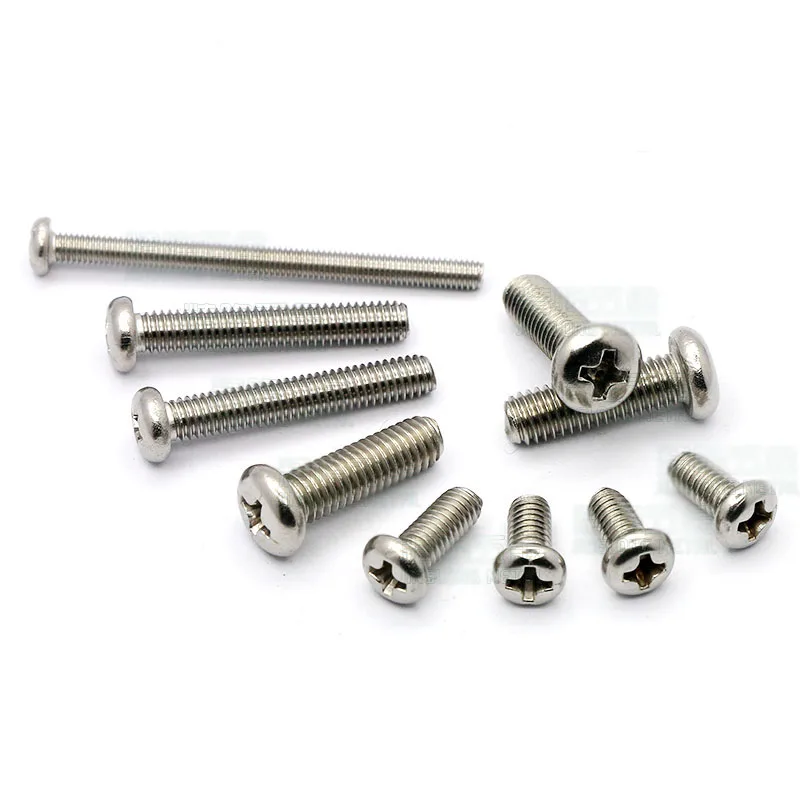 50pcs Stainless Steel Phillips Round Head Machine Screw Bolt Pm2/ M3 ...