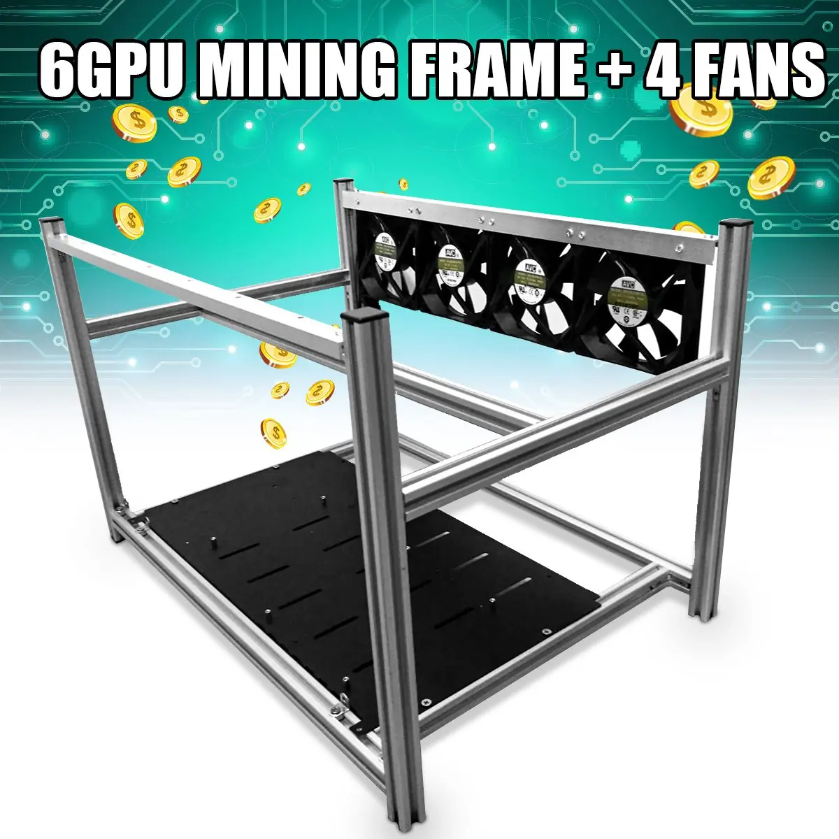 Stackable Cases Open Air Mining Rig Aluminum Miner Case With Fans Frame ...