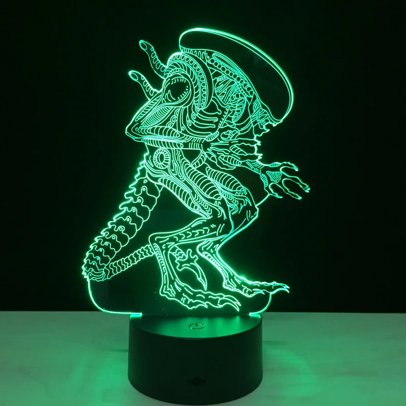 Alien RGB Color Changing 3D Led Night Light Colorful Alien Queen ...
