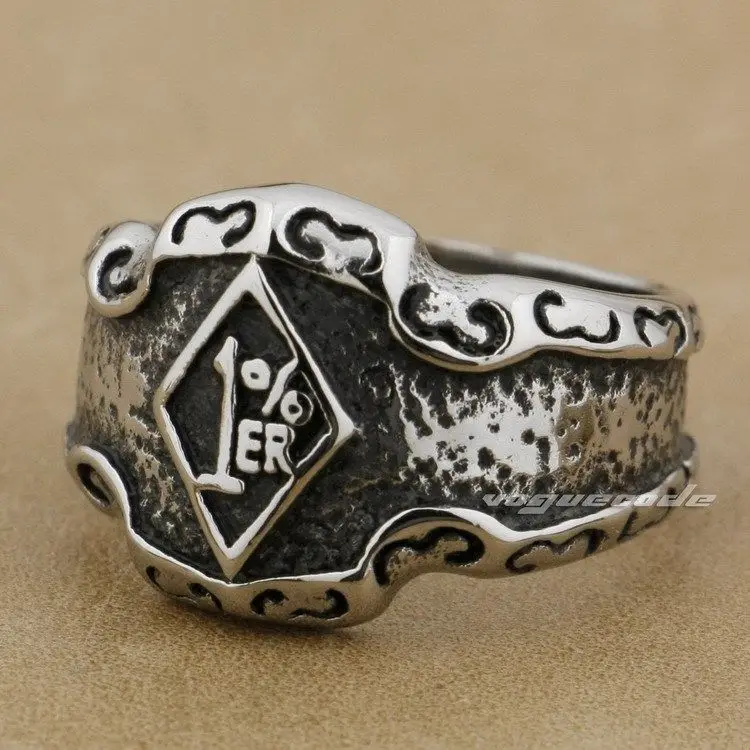 316L Stainless Steel 1% ER Mens Biker Rocker Ring AC03|ring round|ring ...
