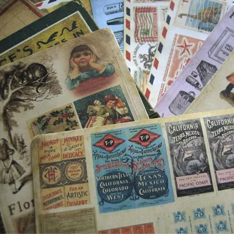 Big Size 10pcs Retro Sticker Set Old Effect Map Stamp Posters Scrapbook ...
