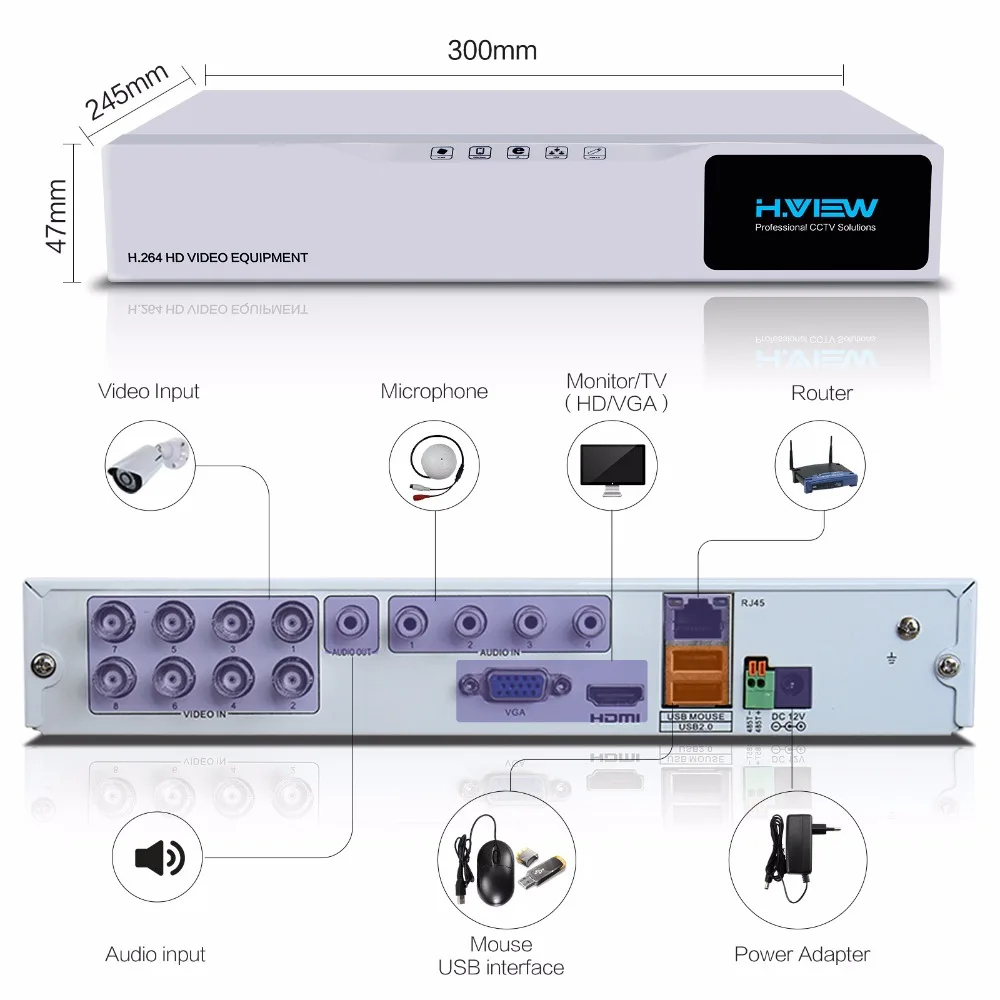 On Sale H.VIEW Security Camera System 8ch CCTV System 4 1080P CCTV ...