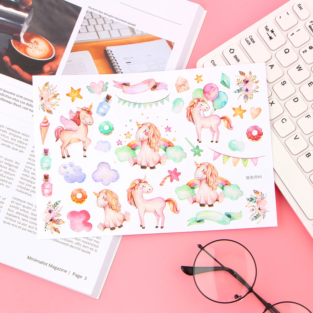 Unicorn Cute Notebook Stickers Decorations DIY Manual Stickers School ...