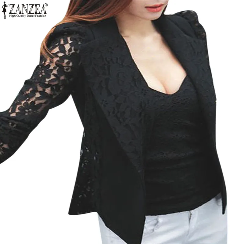 Zanzea Women Elegant Blazer 2018 Autumn Sheer Lace Floral Coat