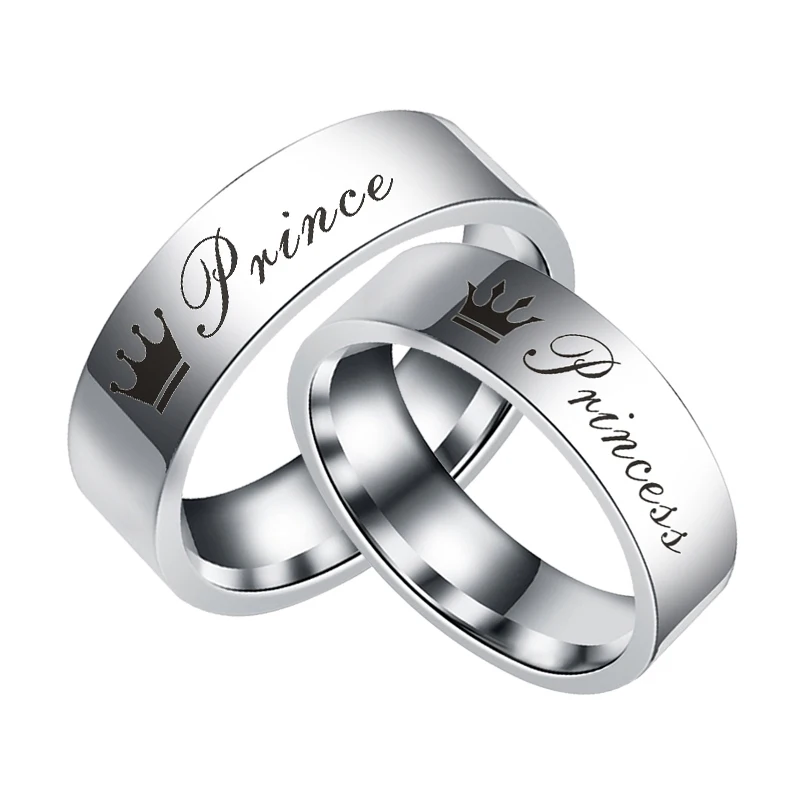 New Fashion Couple Ring Prince Princess Anniversary Engagement ...