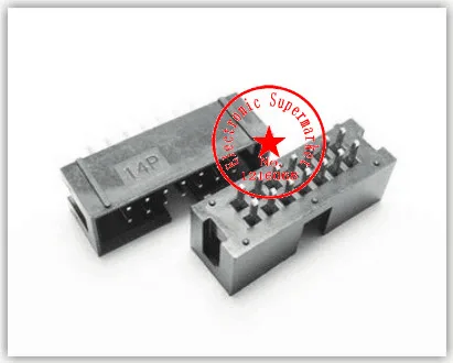 100 Pcs Per Lot 2.54mm 2x7 Pin 14 Pin Straight Male Shrouded PCB Box ...