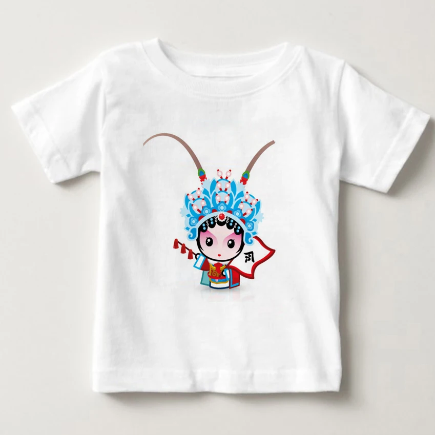 Chinese quintessence Peking Opera doll printed child T shirt cute ...