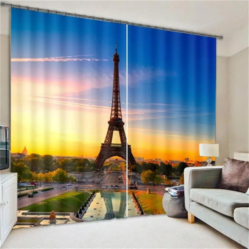 Modern Designs 3D City Scenery Curtains Home Sun Shade Drapes French ...