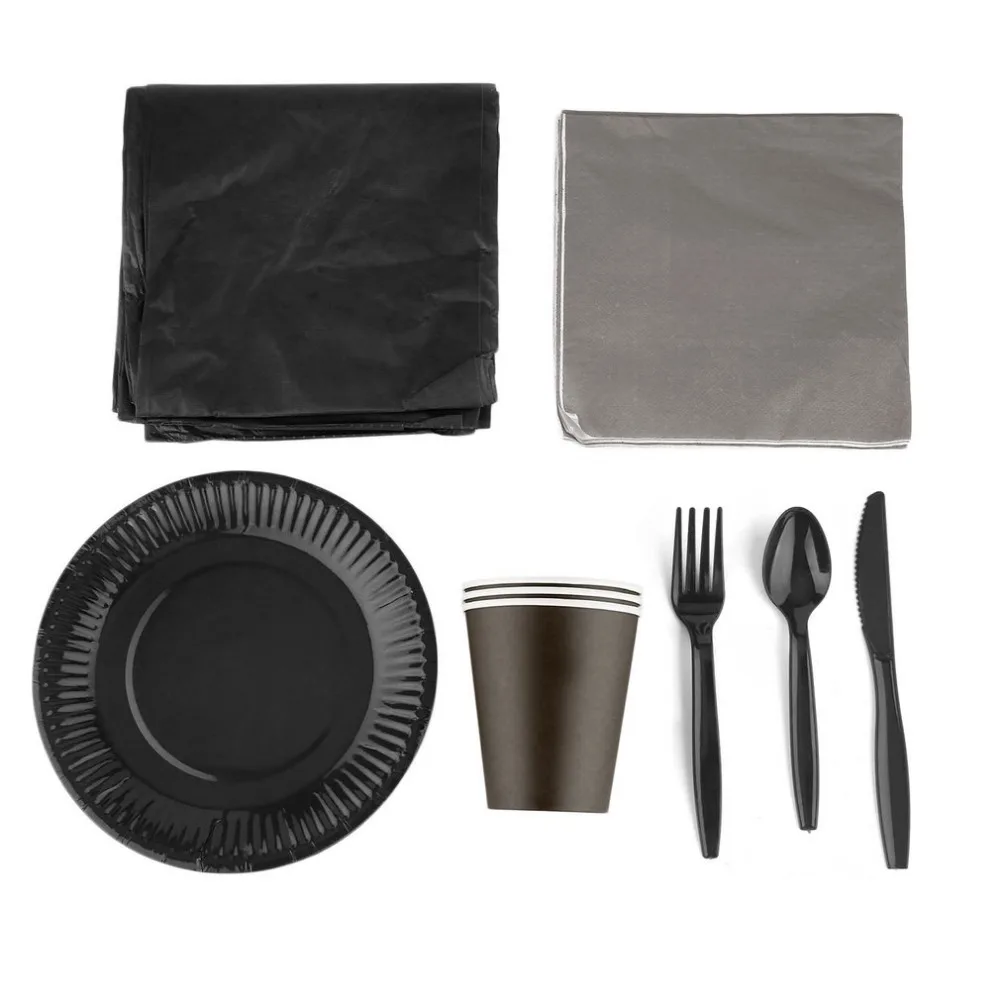 Disposable Paper Party Tableware Dinnerware Plates Cups Napkins poons ...