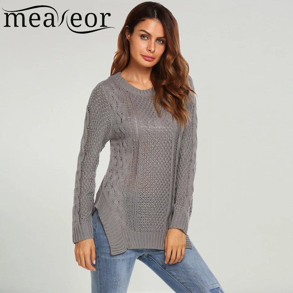 Jerseys de Meaneor Jersey de punto con Cable acanalado para mujer ...