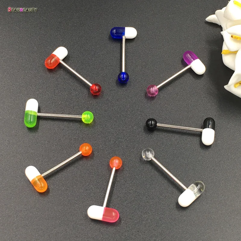 I Feel Good 1pc/lot Blue Capsule Tragus Piercing lengua Acrylic Pill ...