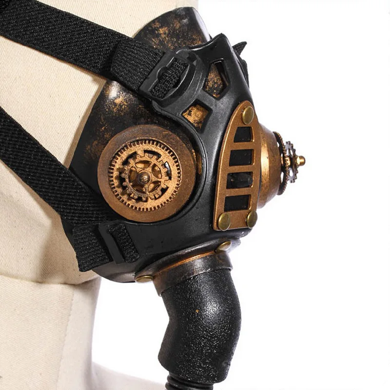 Gold Metallic Resin Conduit Gothic Rave Rock Cool Respirator Gas Mask ...