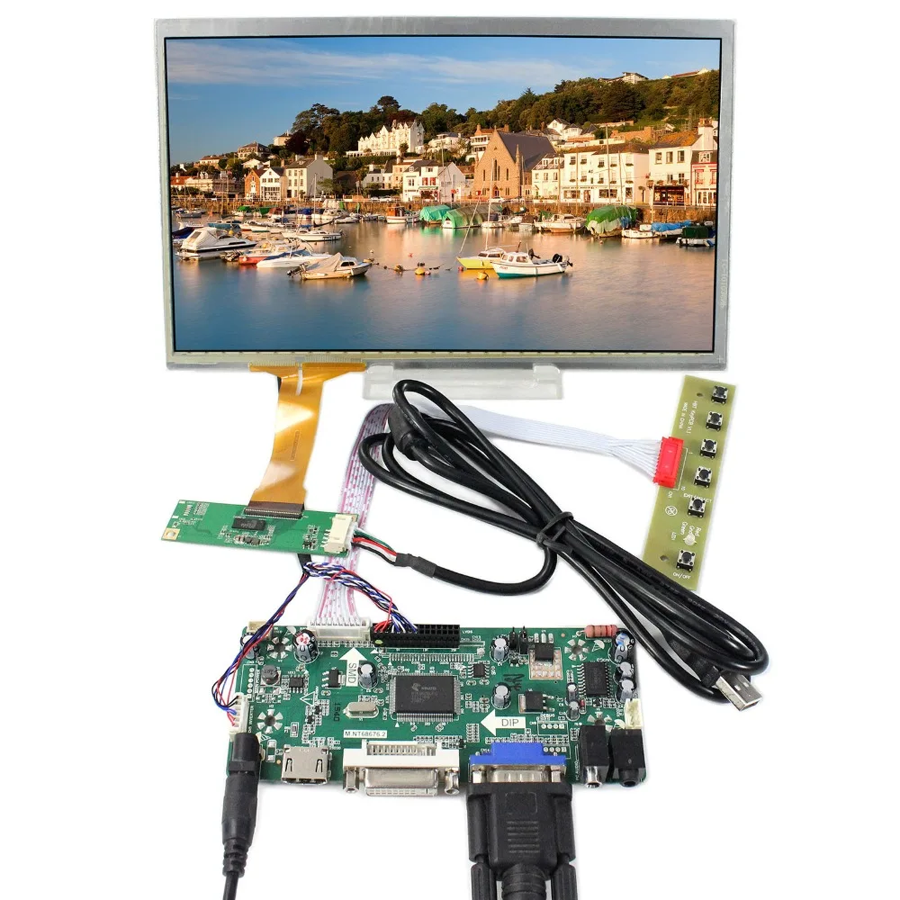 Hd Mi+dvi+vga Lcd Controller Board 10.1inch 1366x768 Lcd Screen With ...