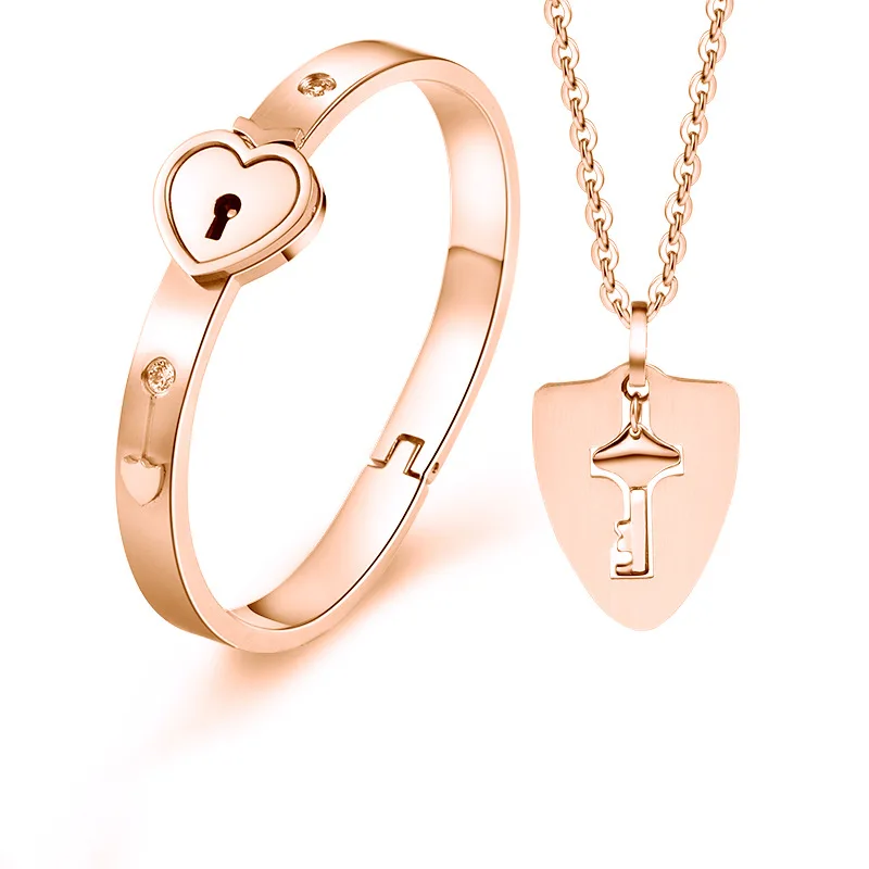 Heart Love Lock Bracelet & Key Necklace - Worth Buy Store