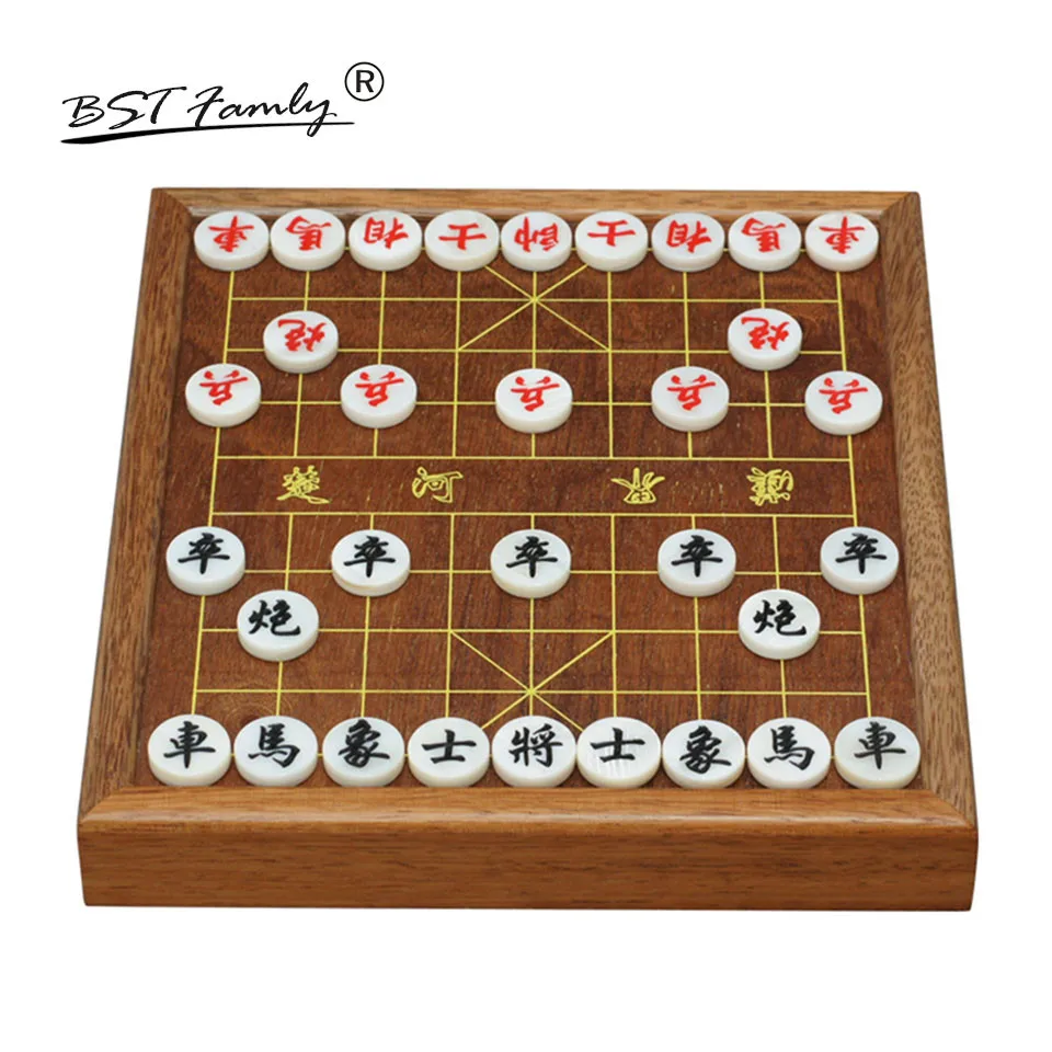 Bstfamly Chinese Chess Xiang Qi Wooden Box Acrylic Pieces With Drawer ...