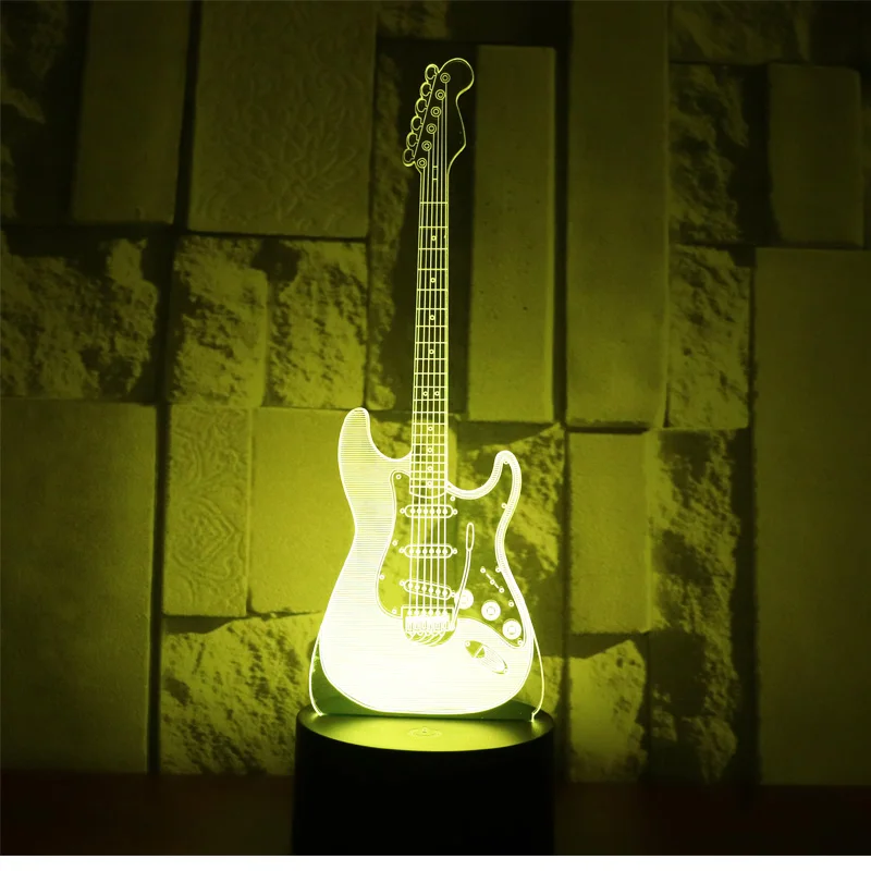 3D LED Night Light Electric Guitar with 7 Colors Light for Home ...