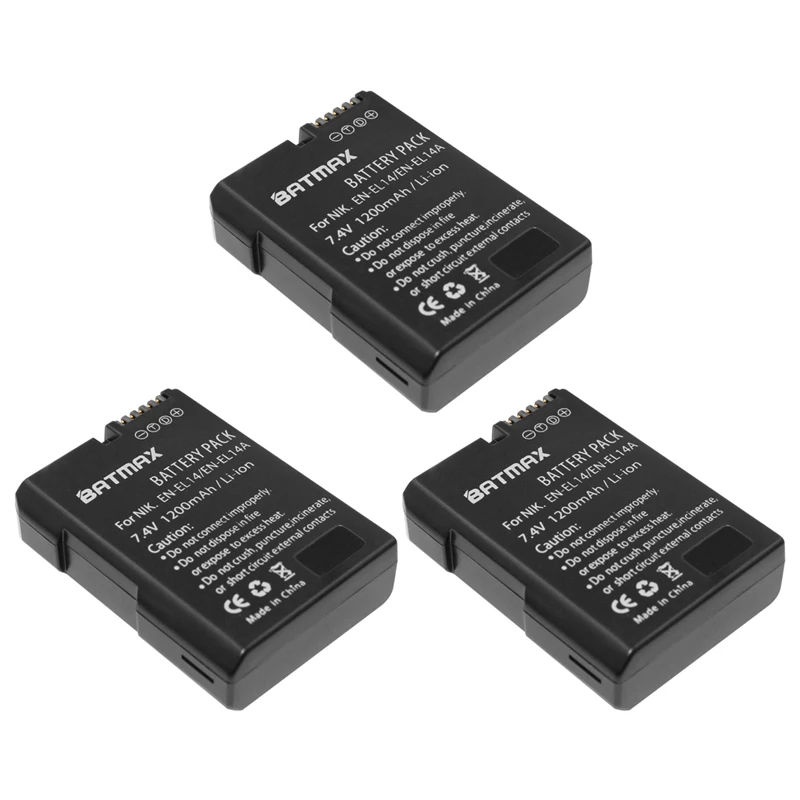 3 Pcs EN EL14 EN EL14 ENEL14 Rechargeable Battery for Nikon D3100 D3200 ...