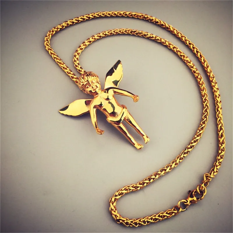 Gold Silver Plated Angel Piece Pendant Necklace Angel Wings Charm ...