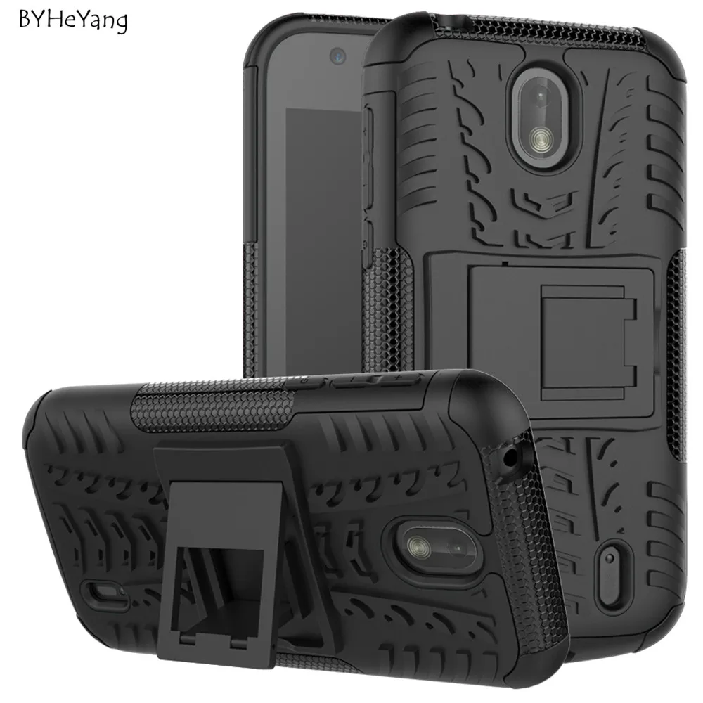 BYHeYang For Nokia 1 Case for Nokia 1 2018 ShockProof TPU Hard PC Stand ...