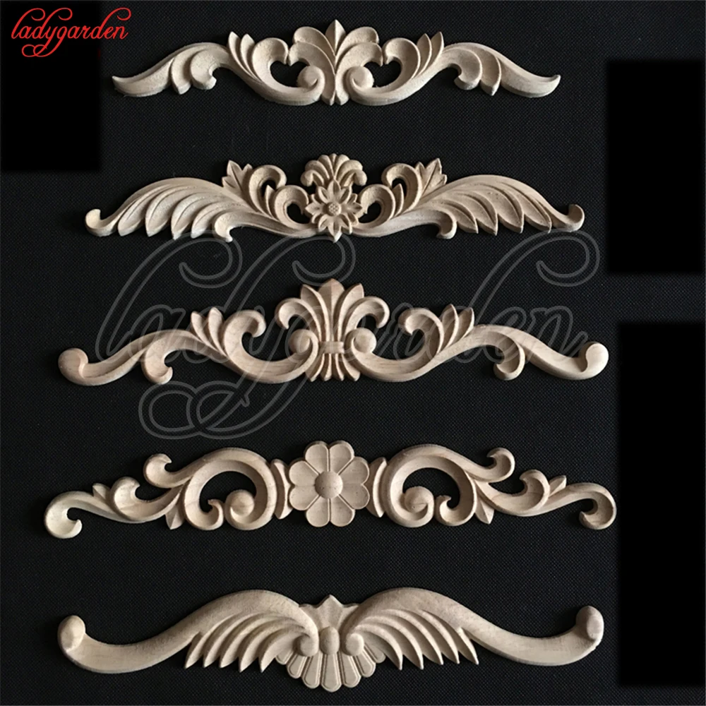 Decorative Wood Carved Decal Corner Applique Frame Door Decorate Wall ...