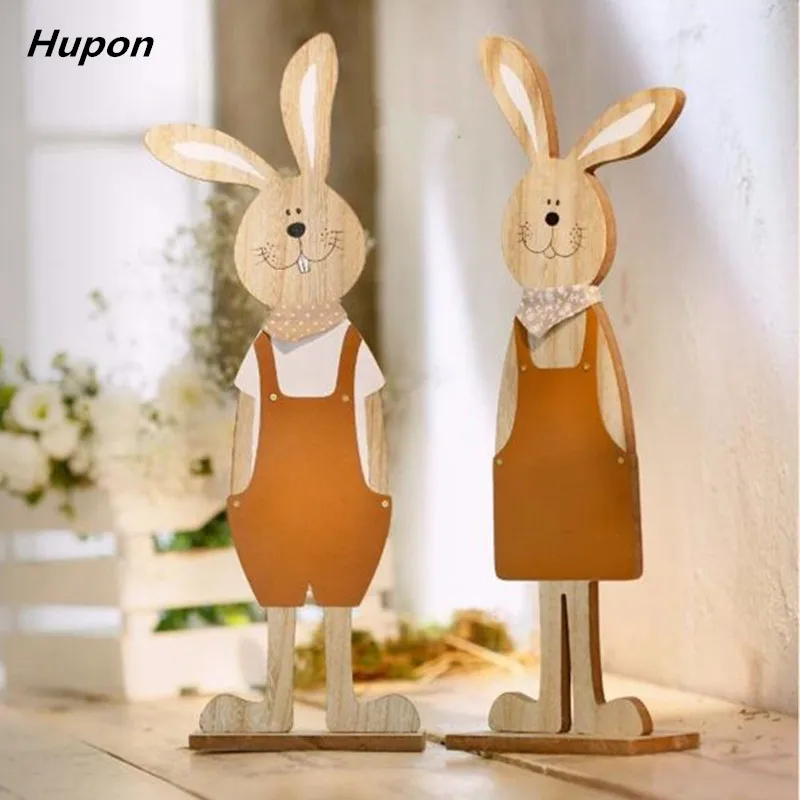 2pcs Large Wooden Easter Rabbit 43cm Standing Bunny Wood Craft ...