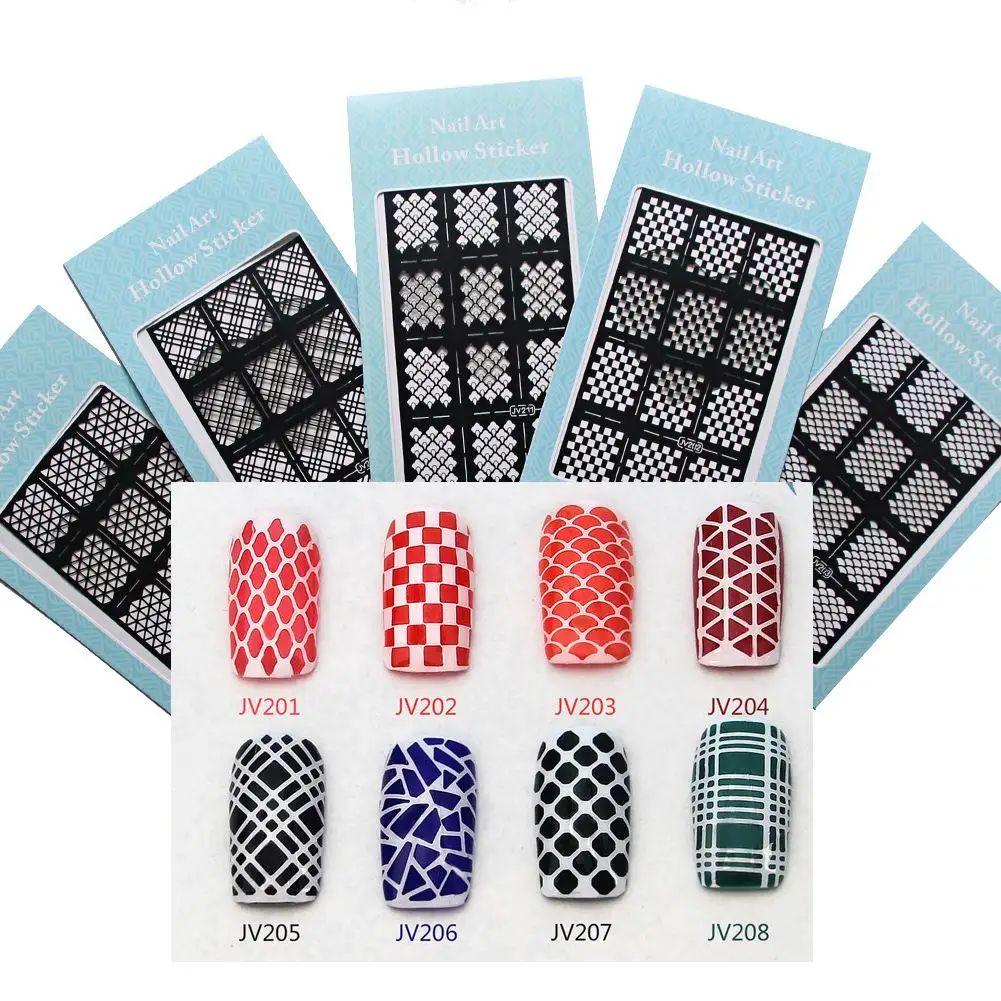 New Hollow Nail Stencil Irregular Grid Vinyls For Gel Posih Design Nail ...