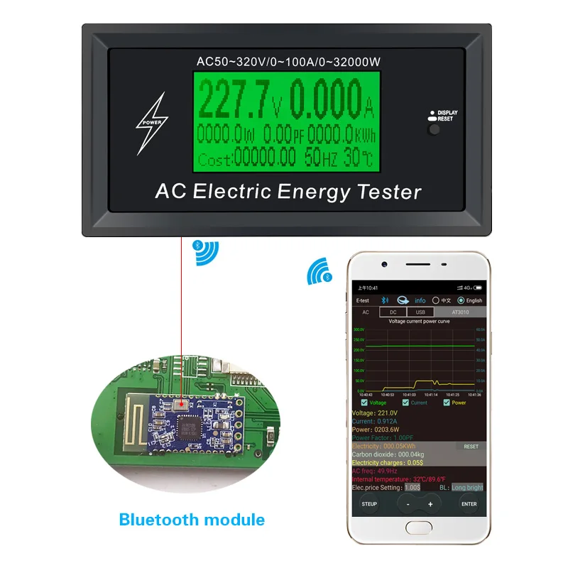 3KKW Digital Voltage phone app AC Meters indicator Power Energy ...
