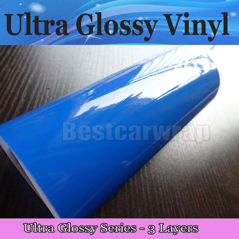 Ultra Glossy Dark Blue Vinyl Wrap 3 Layers High Gloss Blue Shiny Car ...